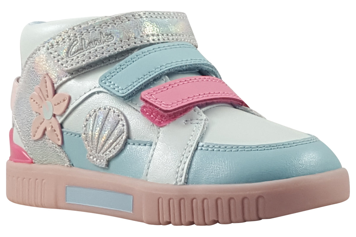 Clarks Oslo Play K. Light Blue Mult Girls Boots – McConnell Shoes