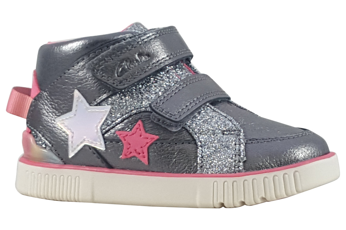 Clarks Oslo Play T. Gun Metal Girls Boots – McConnell Shoes