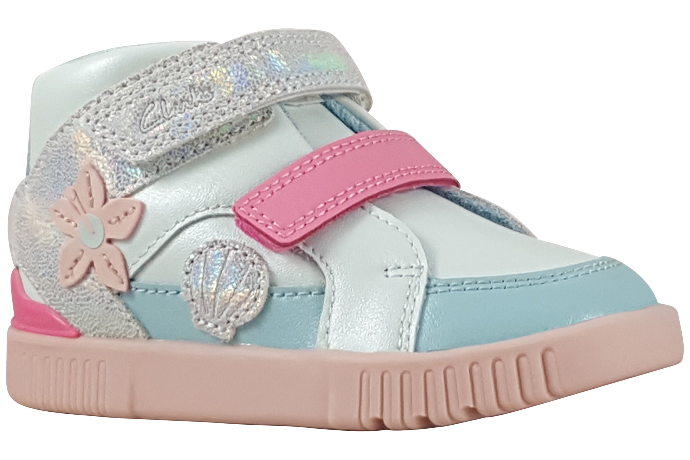 Clarks Oslo Play T. Light Blue Mult Girls Boots – McConnell Shoes