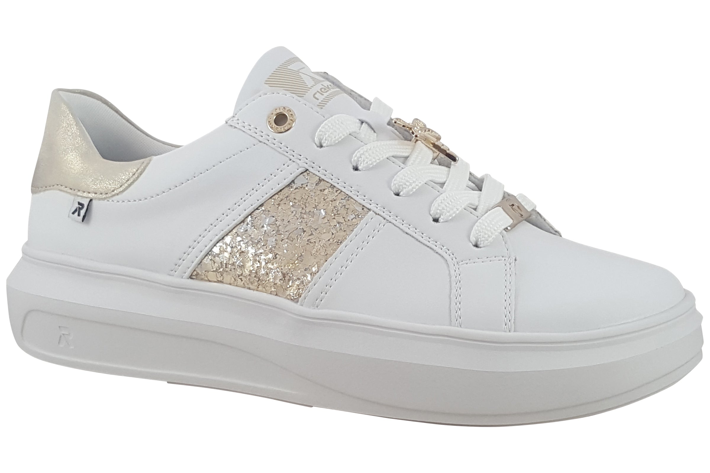 Rieker Troll W1202-82 White/Gold Womens Fashion Trainers – McConnell Shoes